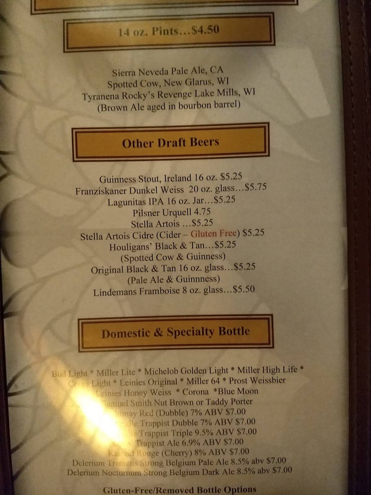 Menu at Houligans Steak & Seafood Pub, Eau Claire