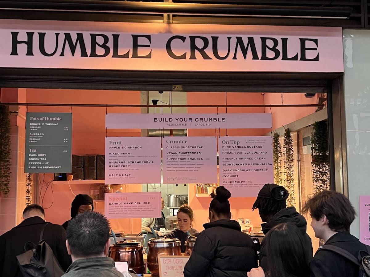 Menu at Humble Crumble restaurant, London, Old Spitalfields Market