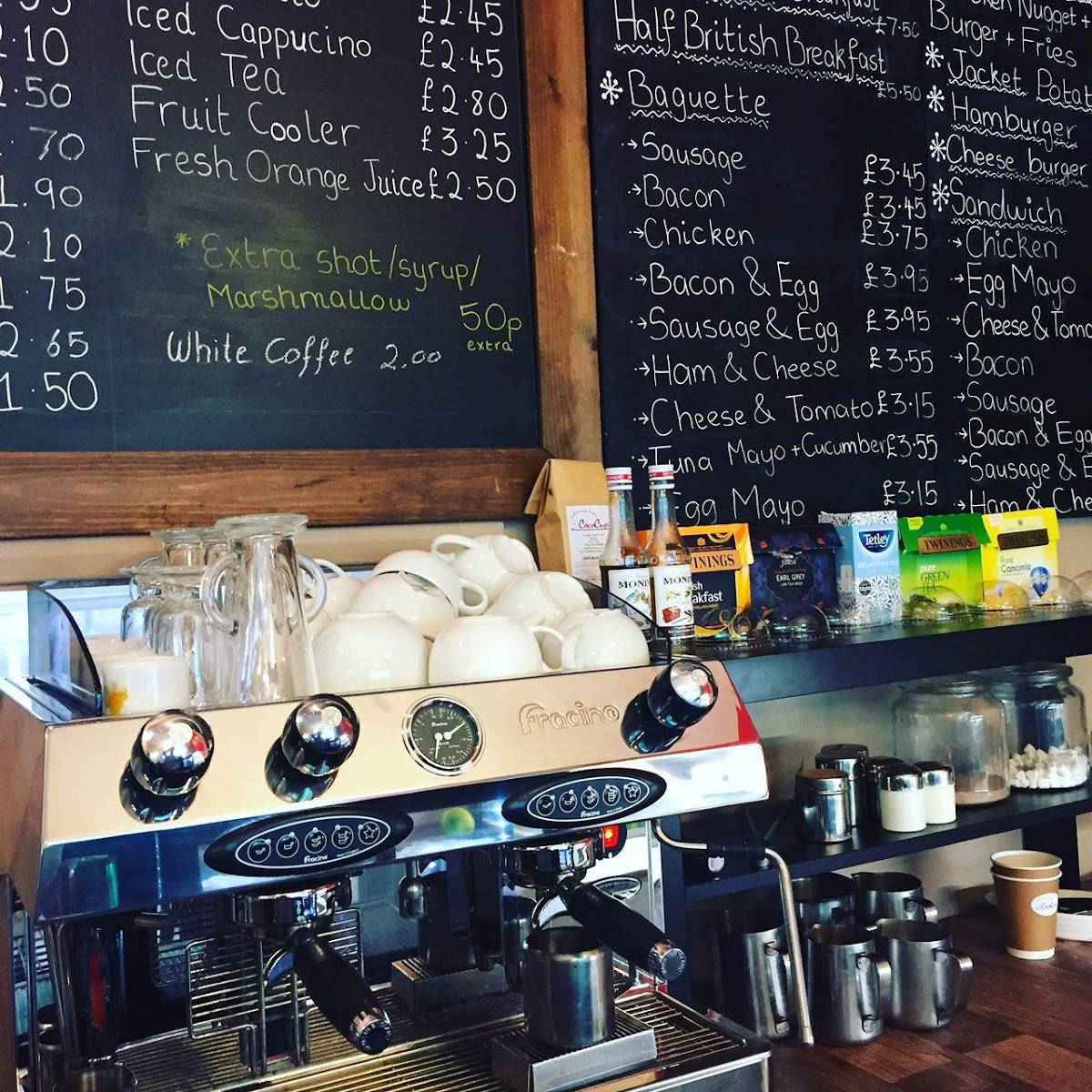 Menu at Hunger Hatch cafe, Epsom