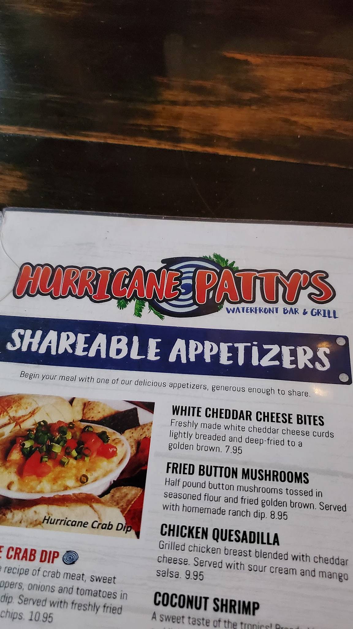 Menu at Hurricane Patty's pub & bar, St. Augustine, 69 Lewis Blvd