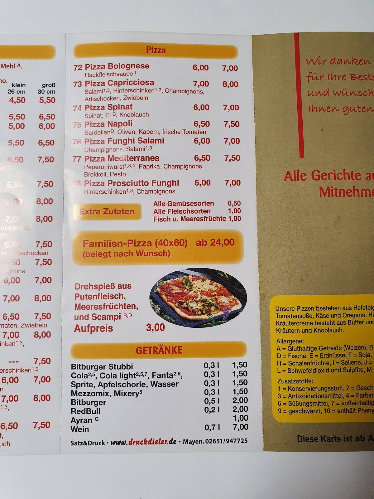 Speisekarte von Ibo‘s Grill pizza, Ulmen