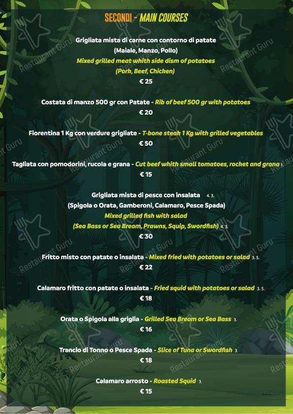 Menu da Il Parco dei Pini Adventure Park ristorante, Fertilia
