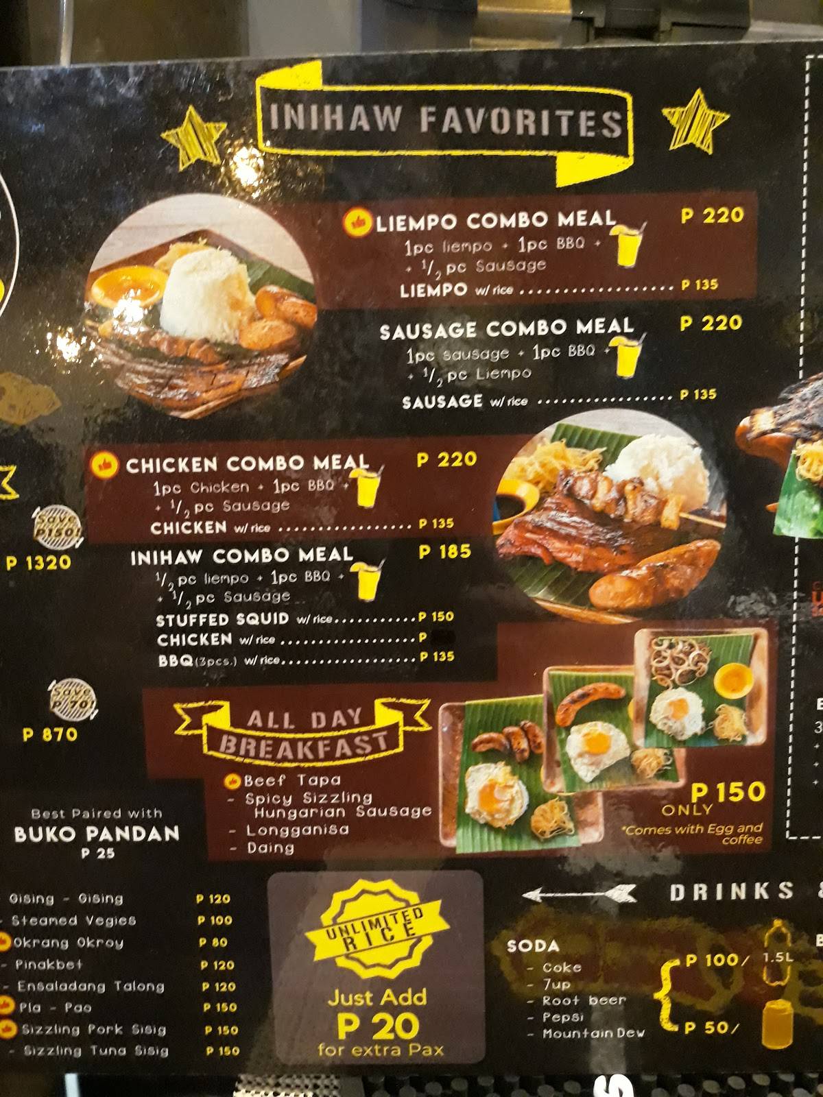 Menu at Inihaw Republic Baguio City, Baguio