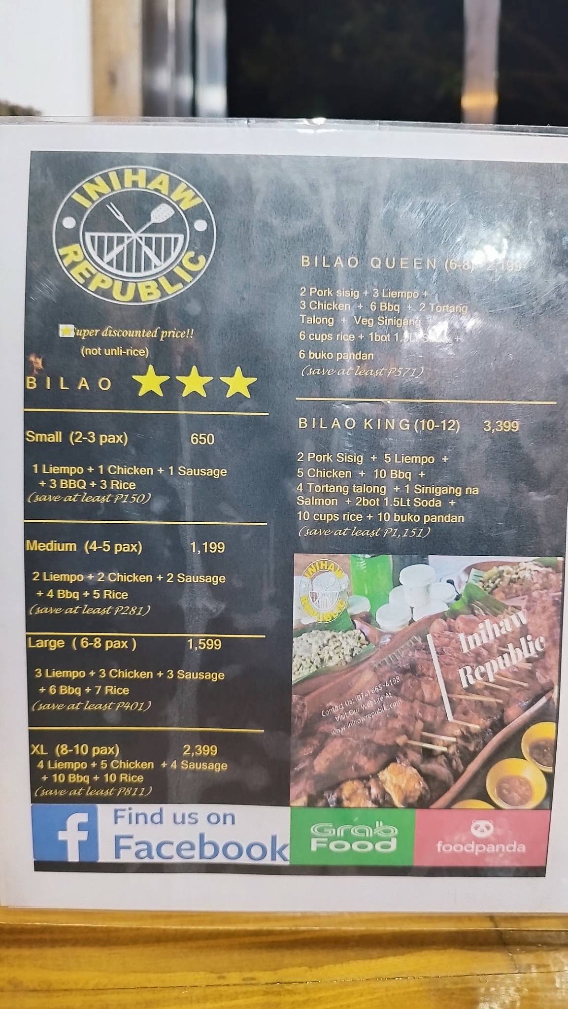 Menu at Inihaw Republic Baguio City, Baguio