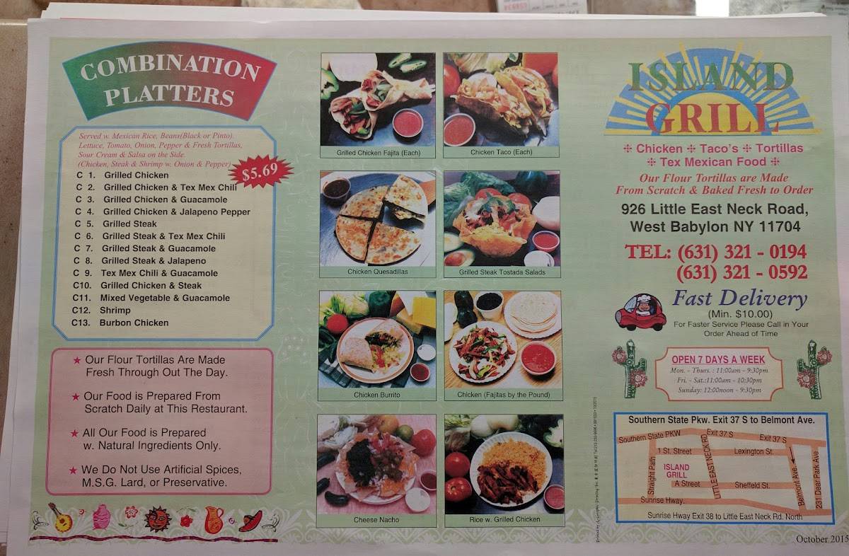 Menu at Island Grill restaurant, West Babylon
