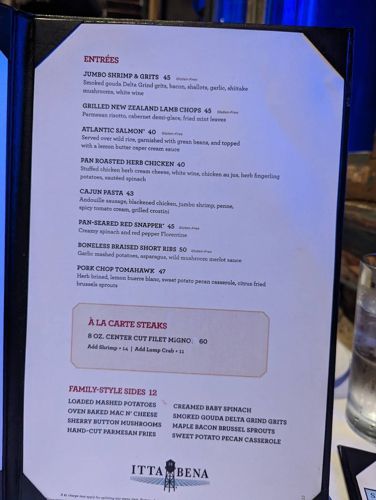 Menu at Itta Bena pub & bar, Memphis, 145 Beale St