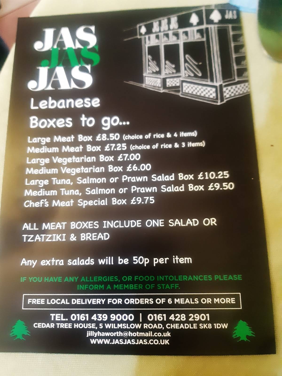Menu at JAS JAS JAS restaurant, Cheadle