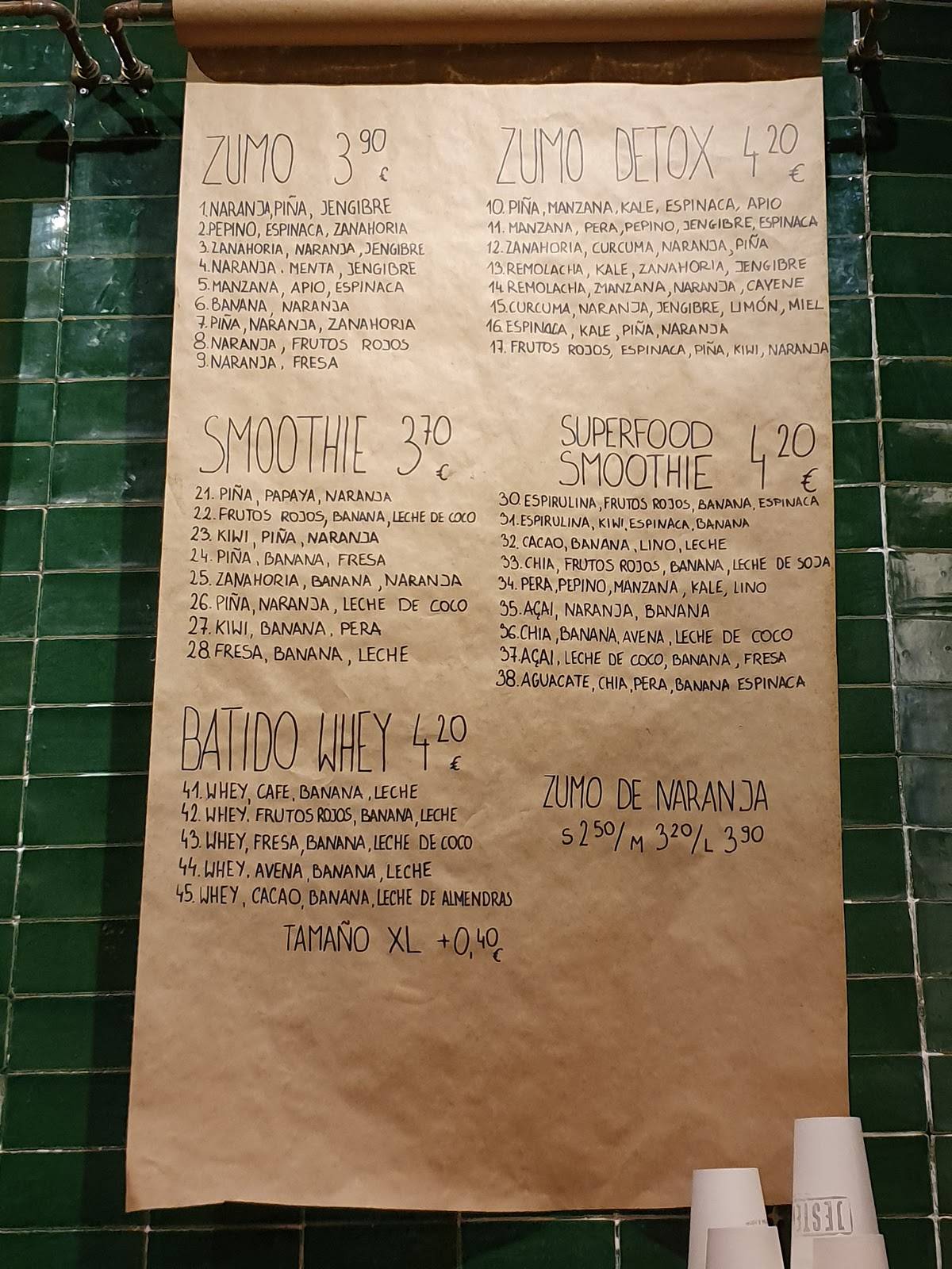 Menu at JESTER Specialty Coffee & Juice pub & bar, Seville