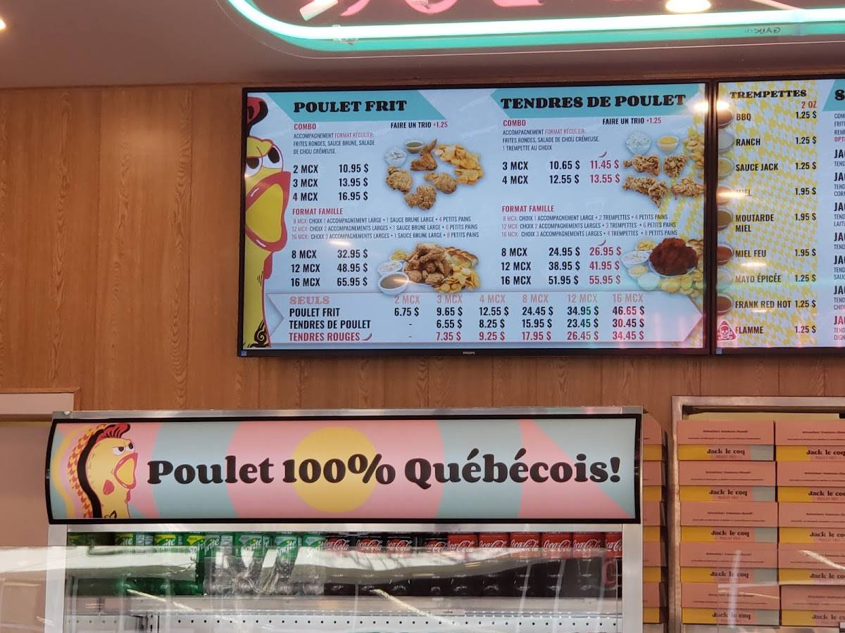 Menu au Jack Le Coq restaurant, Montréal, Wellington St