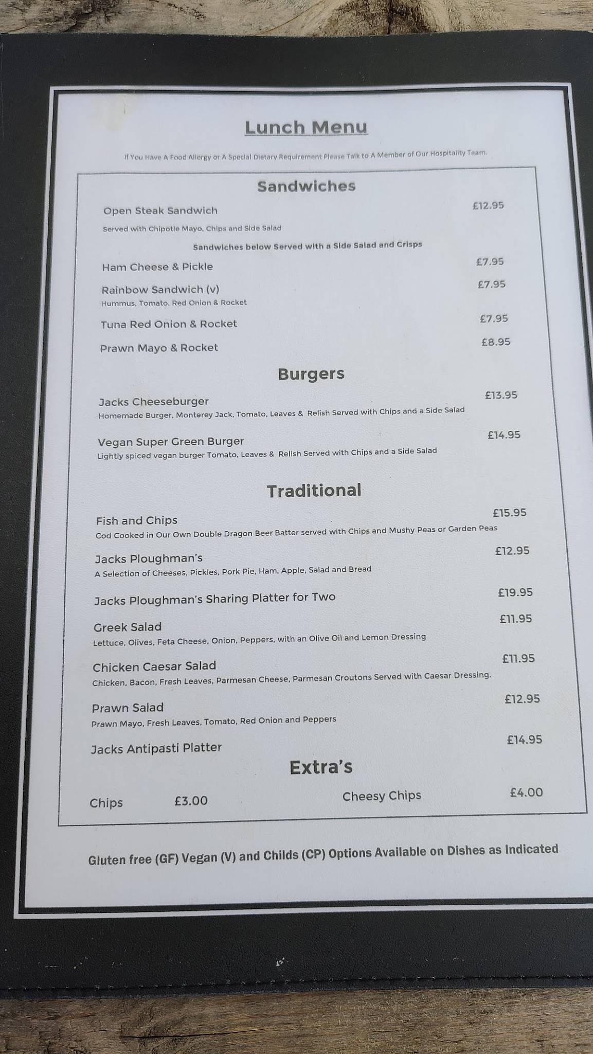 Menu at Jacks At The Longhouse pub & bar, Pembroke