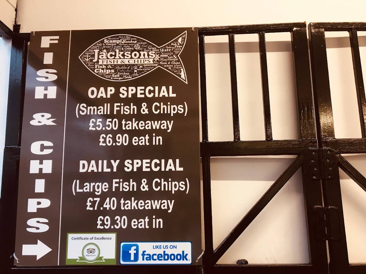 Menu at Jacksons Fish & Chips fast food, Newton Abbot
