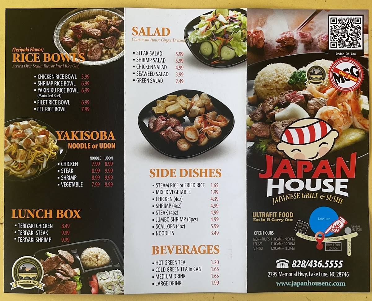 Menu at Japan House Grill & Sushi restaurant, Lake Lure