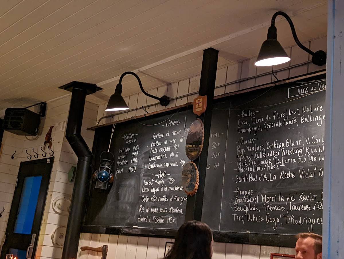 Menu at Joe Beef steakhouse, Montréal