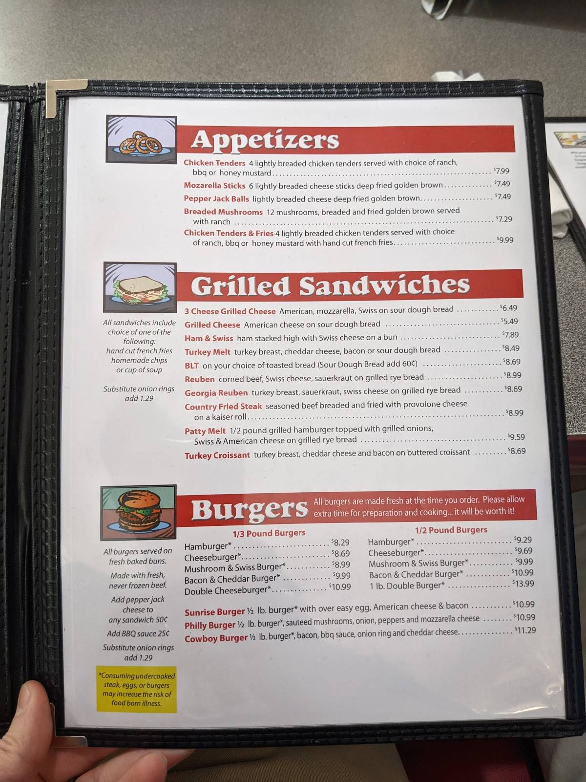 Menu at Jordan's Country Diner restaurant, Huron