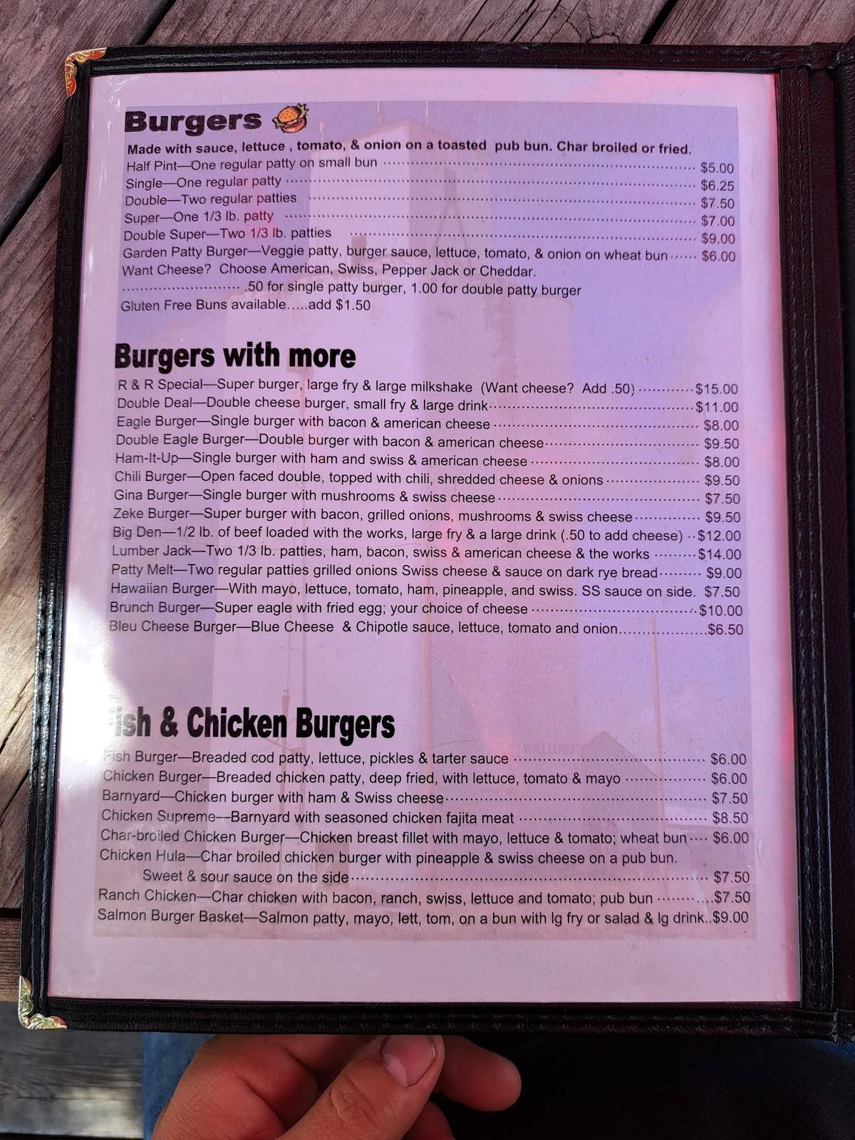 Menu at R&R Drive In restaurant, Joseph