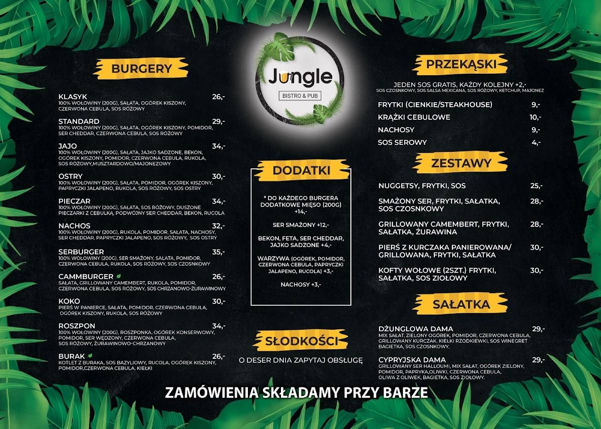 Menu at Jungle Bistro & Pub, Nowa Ruda