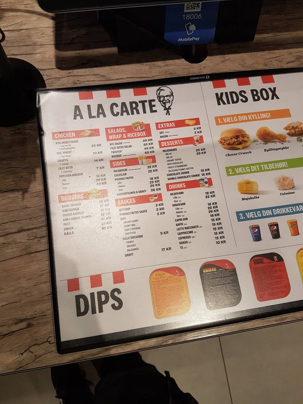 Menu at KFC restaurant, Greve Strand, Mosede Landevej 60
