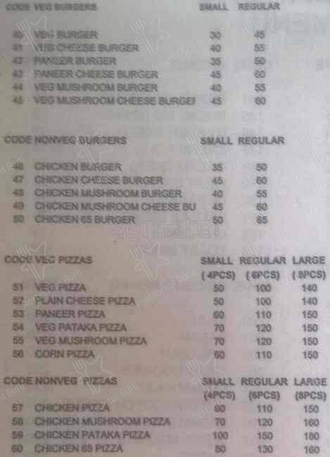 Menu at KS Bakers, Hyderabad, Kondapur Main Road