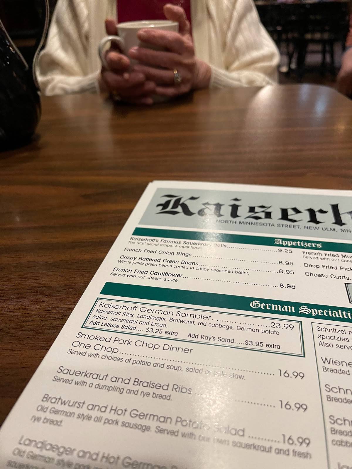 Menu at Kaiserhoff New Ulm restaurant, New Ulm