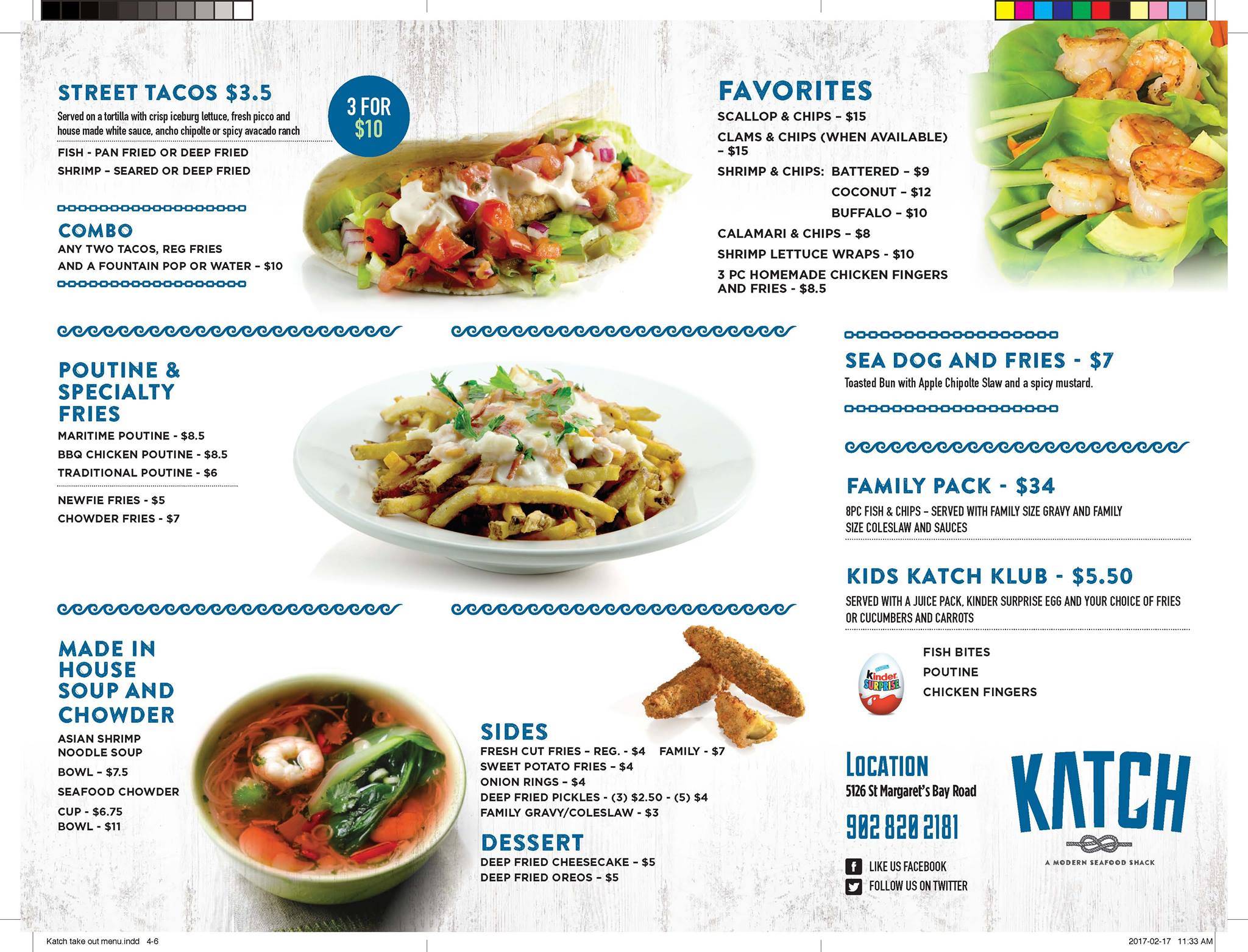 Menu au Katch - A Modern Seafood Shack restaurant, Upper Tantallon