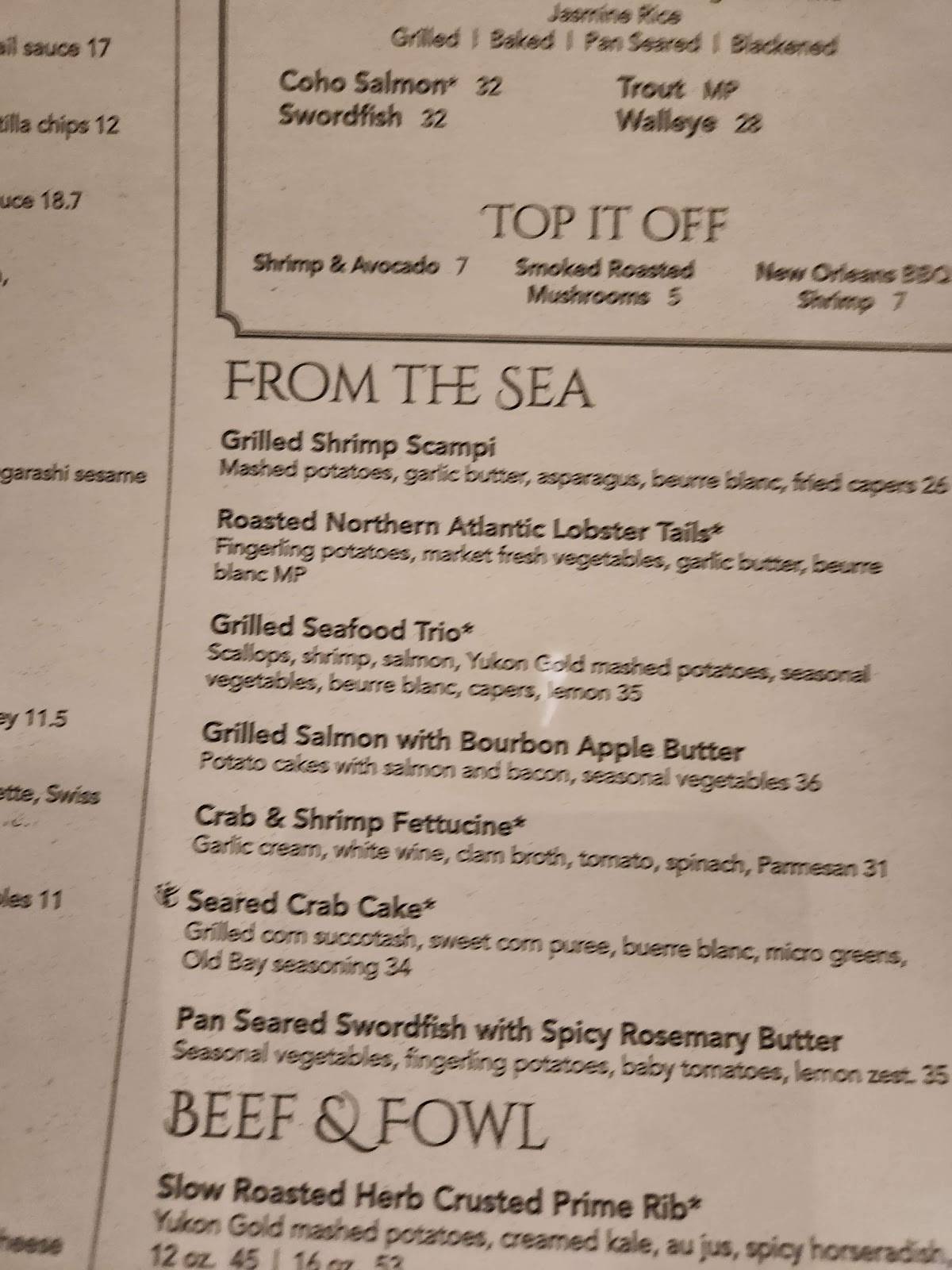 Menu at Kincaid's Fish, Chop & Steakhouse, Saint Paul