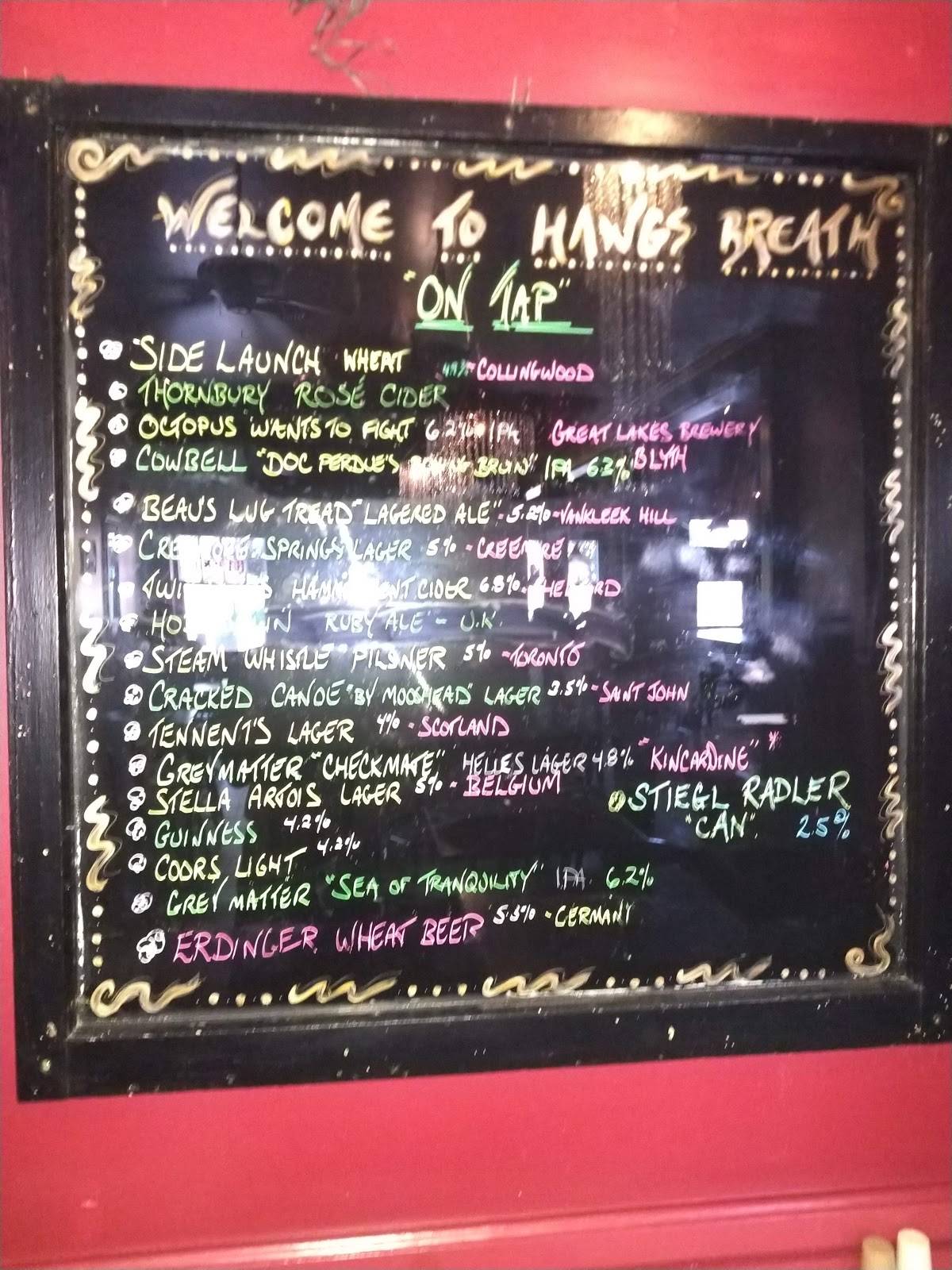 Menu at Hawgs Breath Saloon restaurant, Kincardine