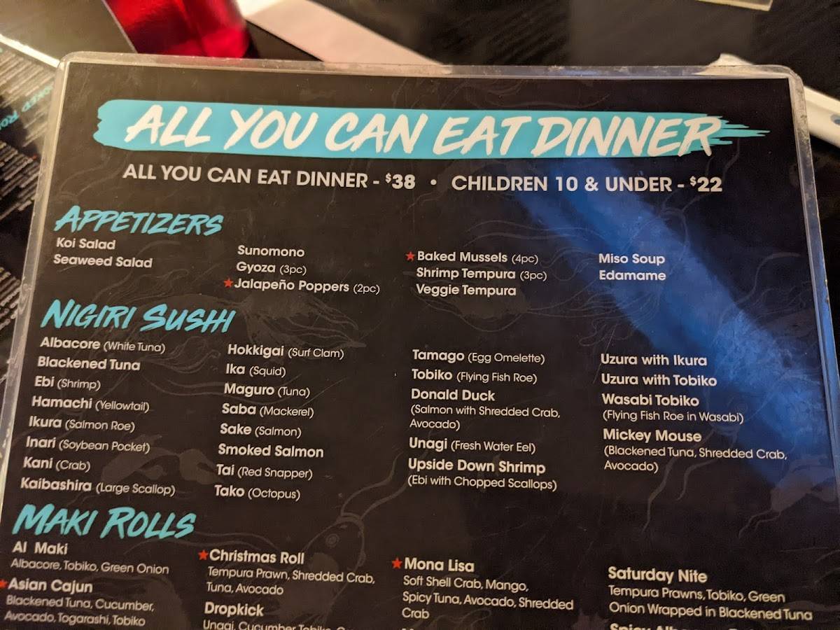 Menu at Koi Sushi restaurant, Incline Village