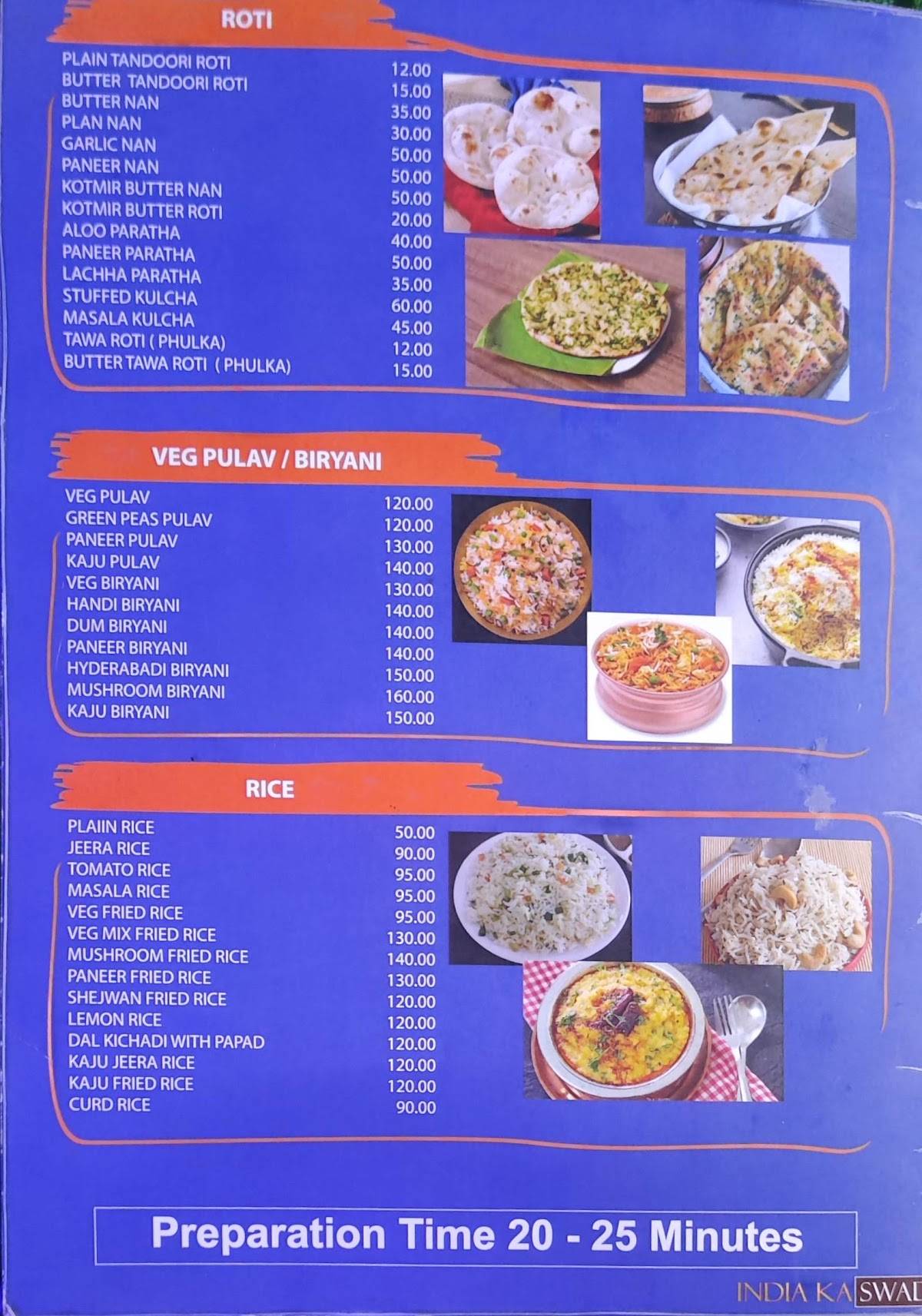 Menu at Krishna veg Dhaba, Secunderabad