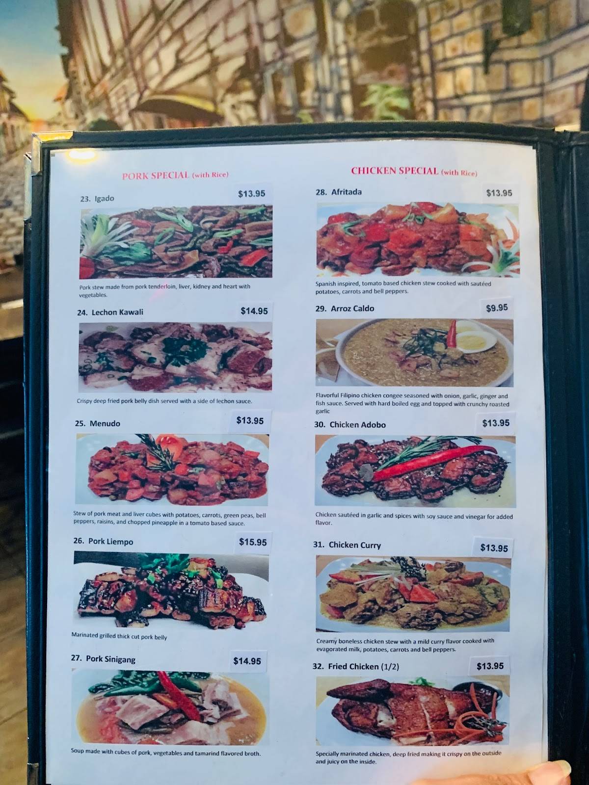 Menu at Kusina De MANILA restaurant, Des Plaines