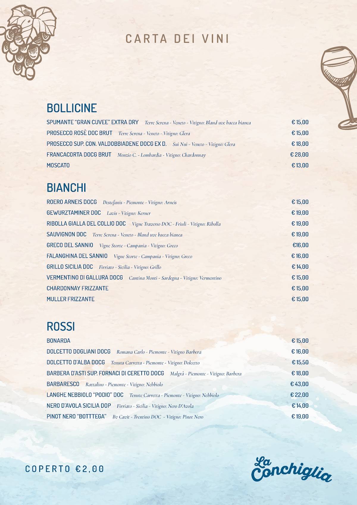 Menu da LA CONCHIGLIA ristorante, Chivasso