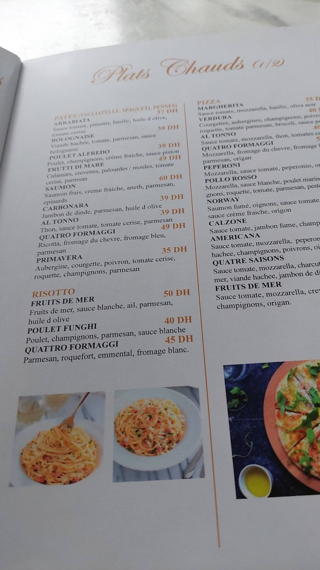 Carta de LORA Cafe Restaurant, Casablanca