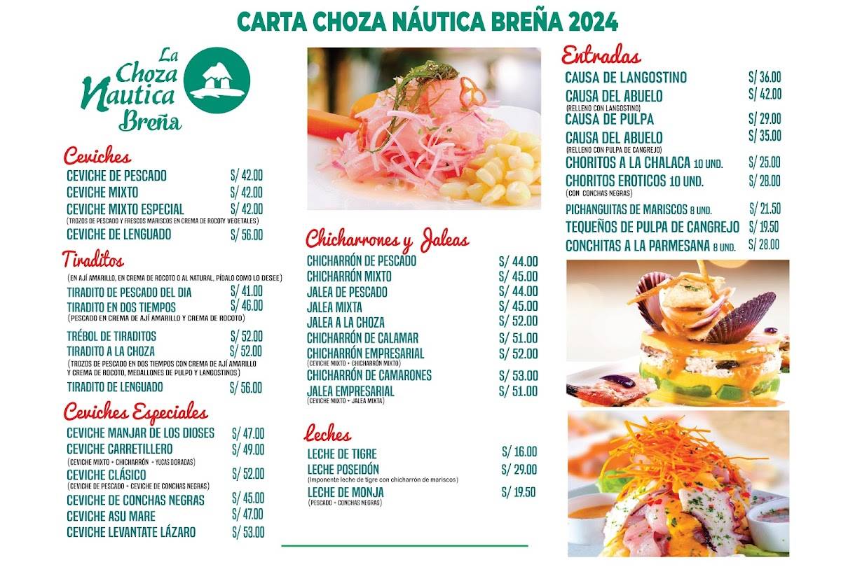 Carta del restaurante La Choza Nautica, Breña, Jr. Breña 204