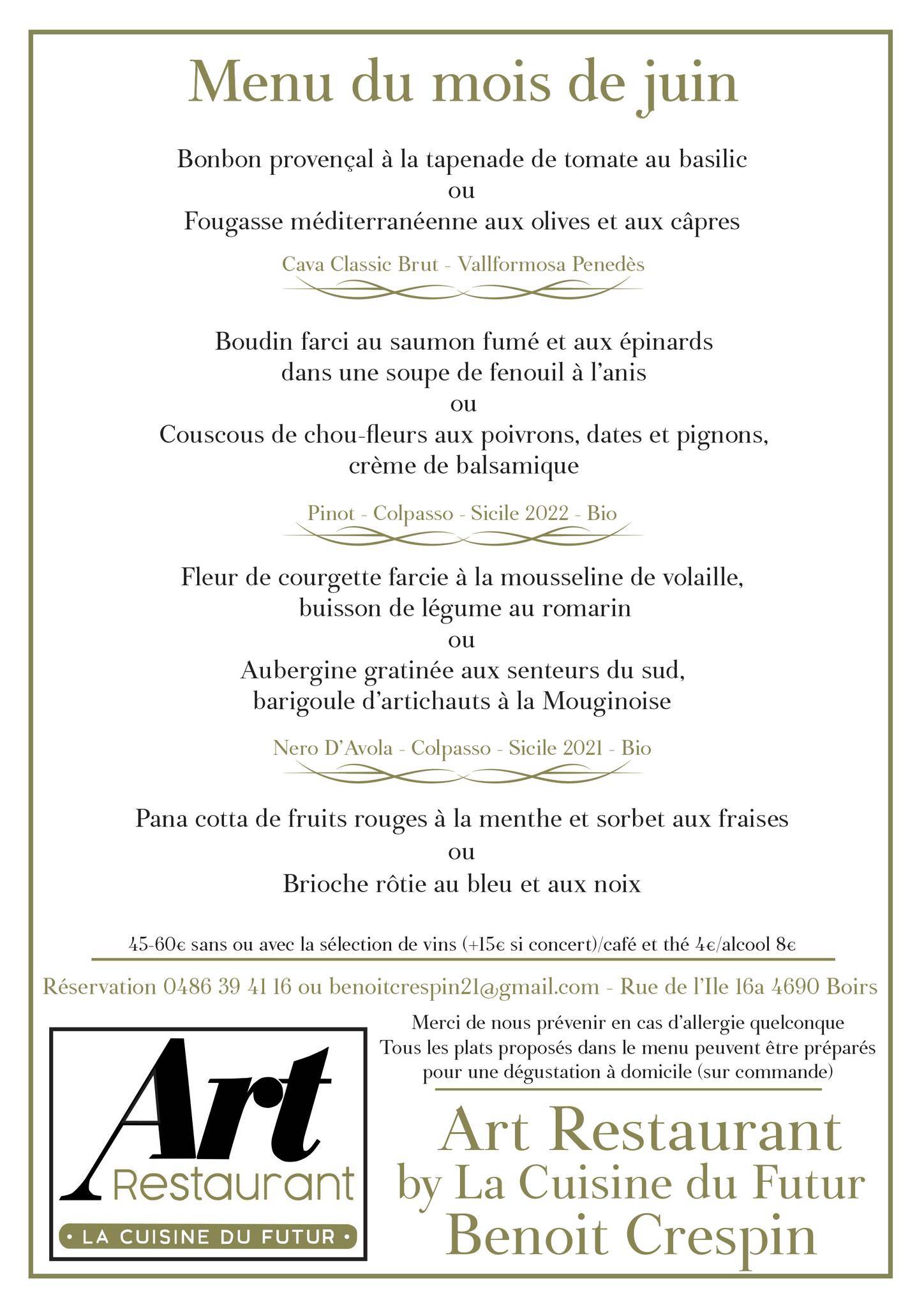 Menu au La Cuisine du Futur Liège, Bassenge, Rue de l'Ile 16a