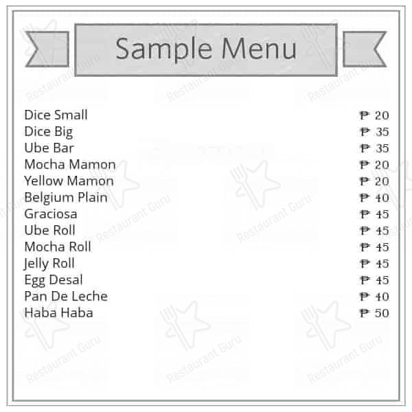 Menu at La Fortuna Bakery, Cebu City, 8V8R+97Q