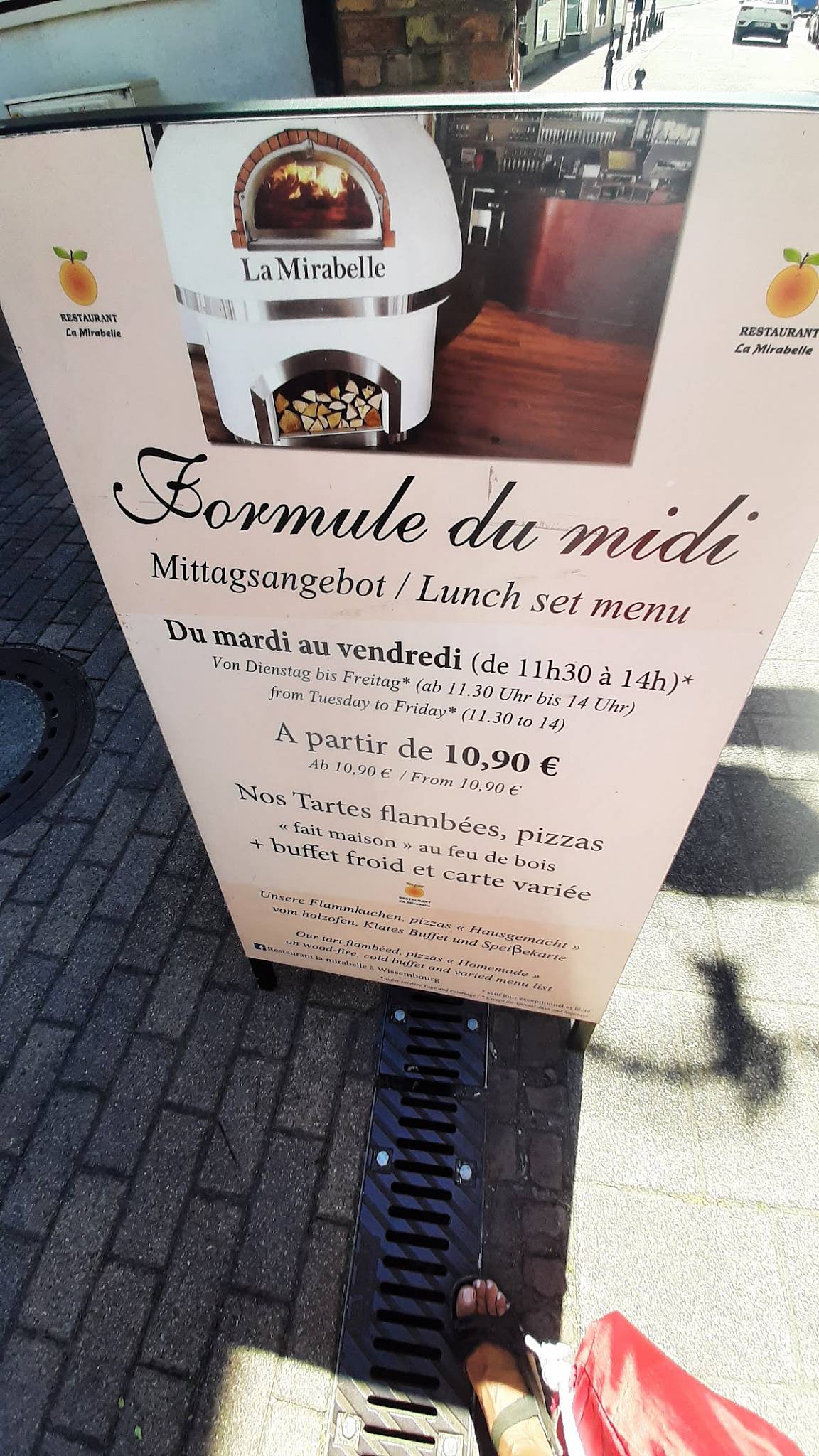 Menu au Restaurant La Mirabelle, Wissembourg