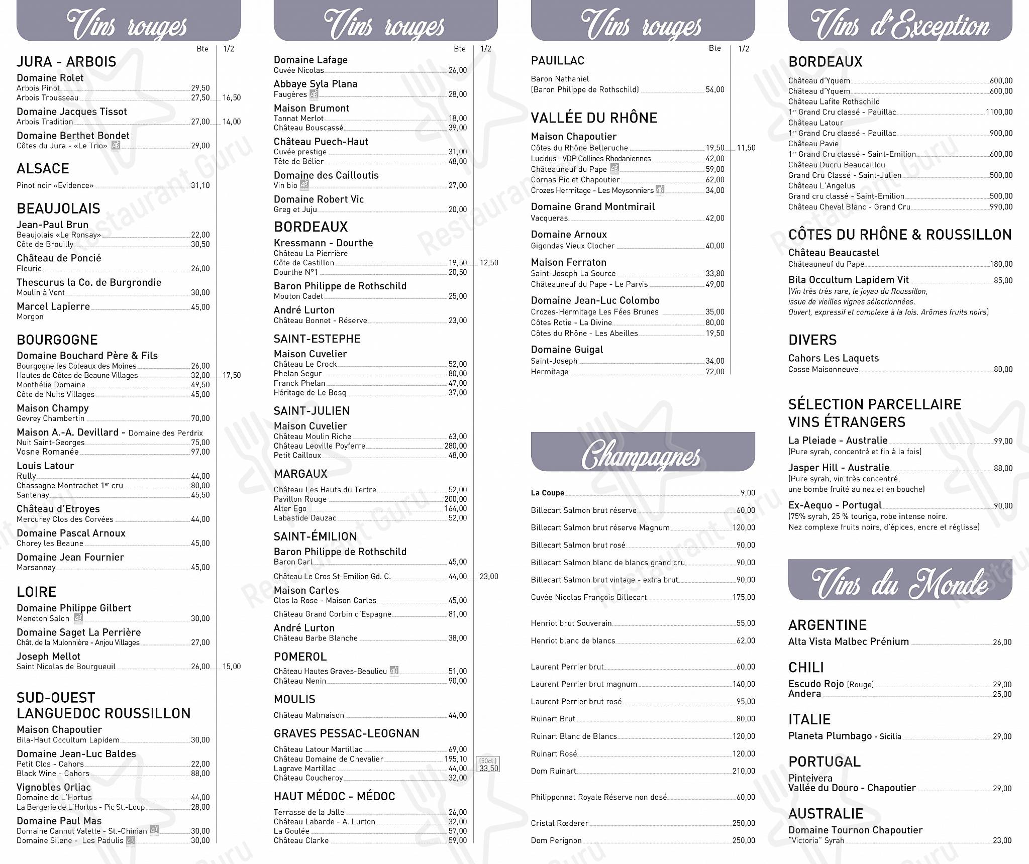 Menu au Brasserie De La Poste & La Suite restaurant, Pontarlier
