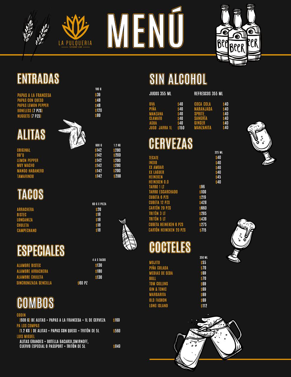 Carta del pub y bar La Pulqueria by Romas, Naucalpan del Juárez