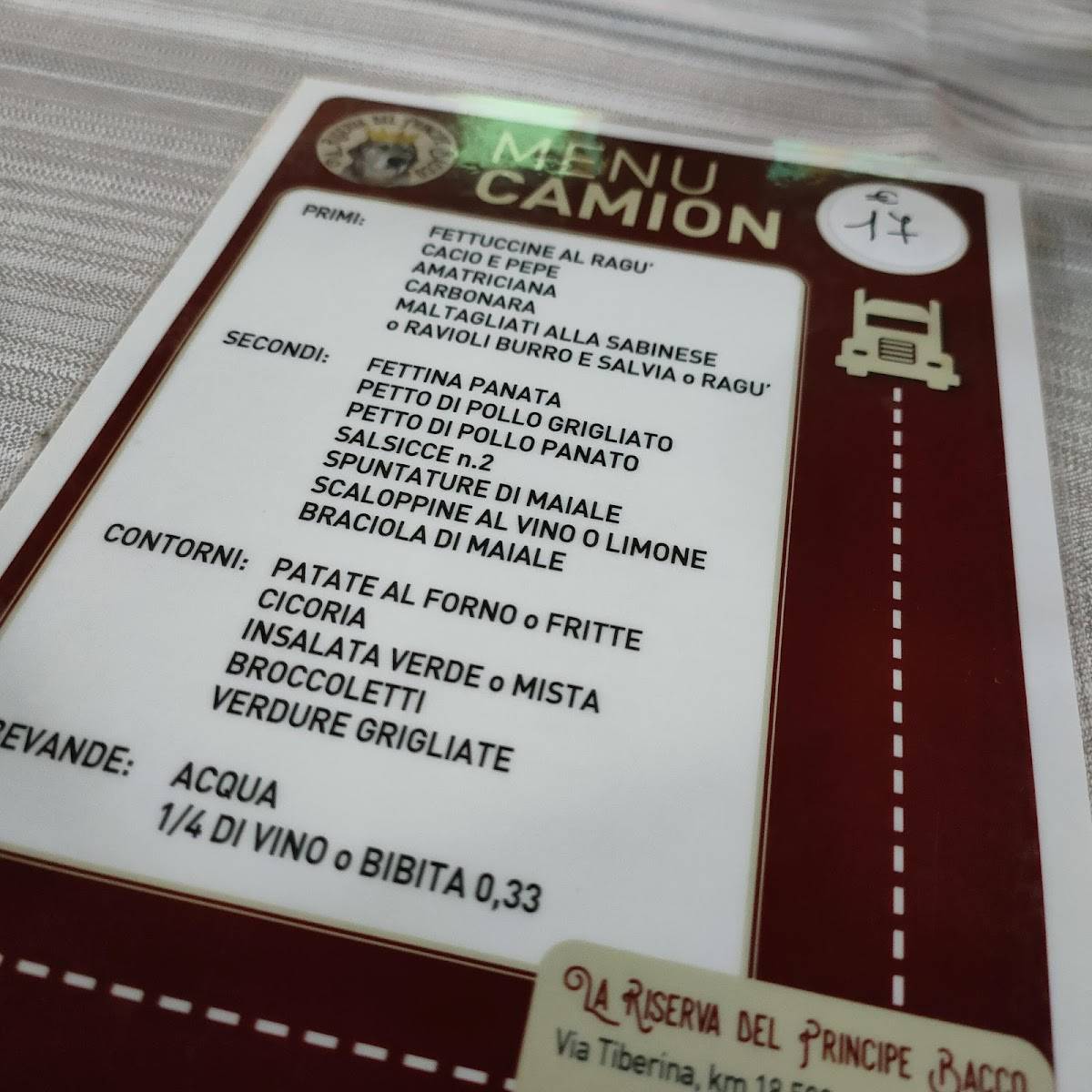 Speisekarte von La Riserva Del Principe Bacco restaurant, Bivio di ...