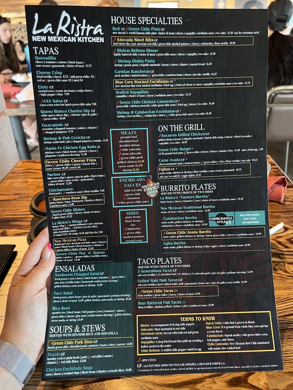Menu at La Ristra New Mexican Kitchen pub & bar, Chandler