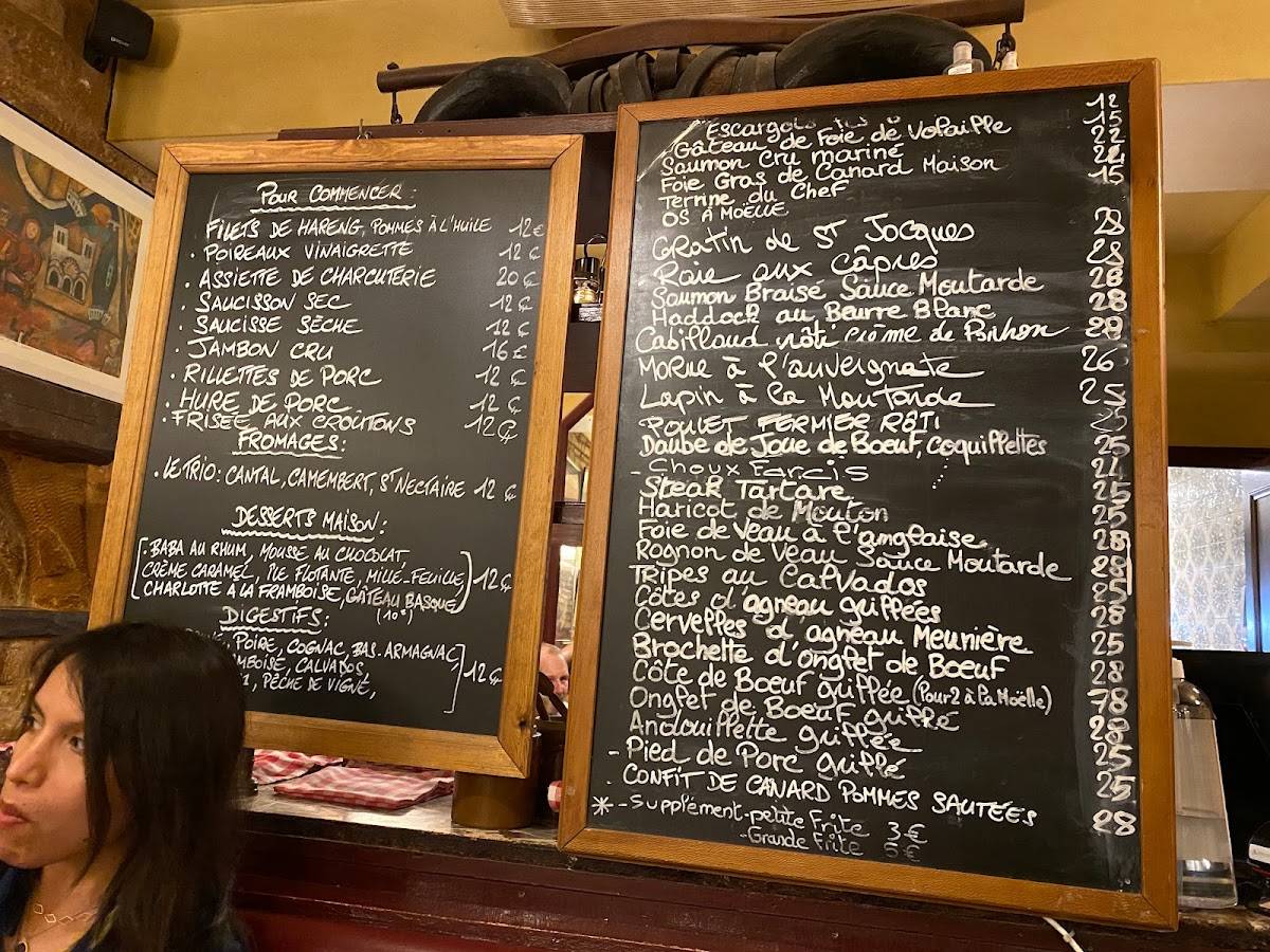 Menu at La Tour Montlhéry - Chez Denise restaurant, Paris, 5 Rue des ...