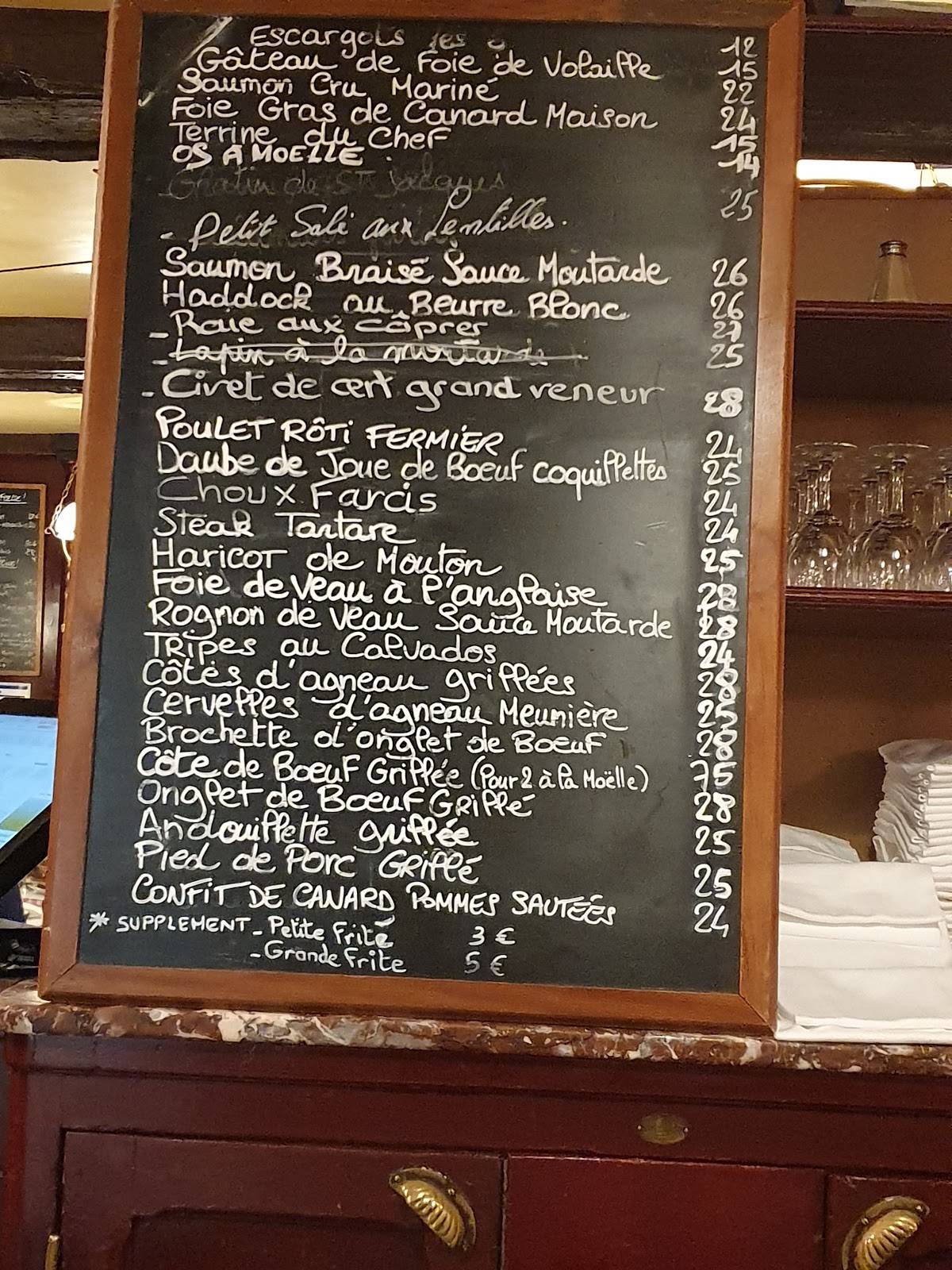 Menu at La Tour Montlhéry - Chez Denise restaurant, Paris, 5 Rue des ...