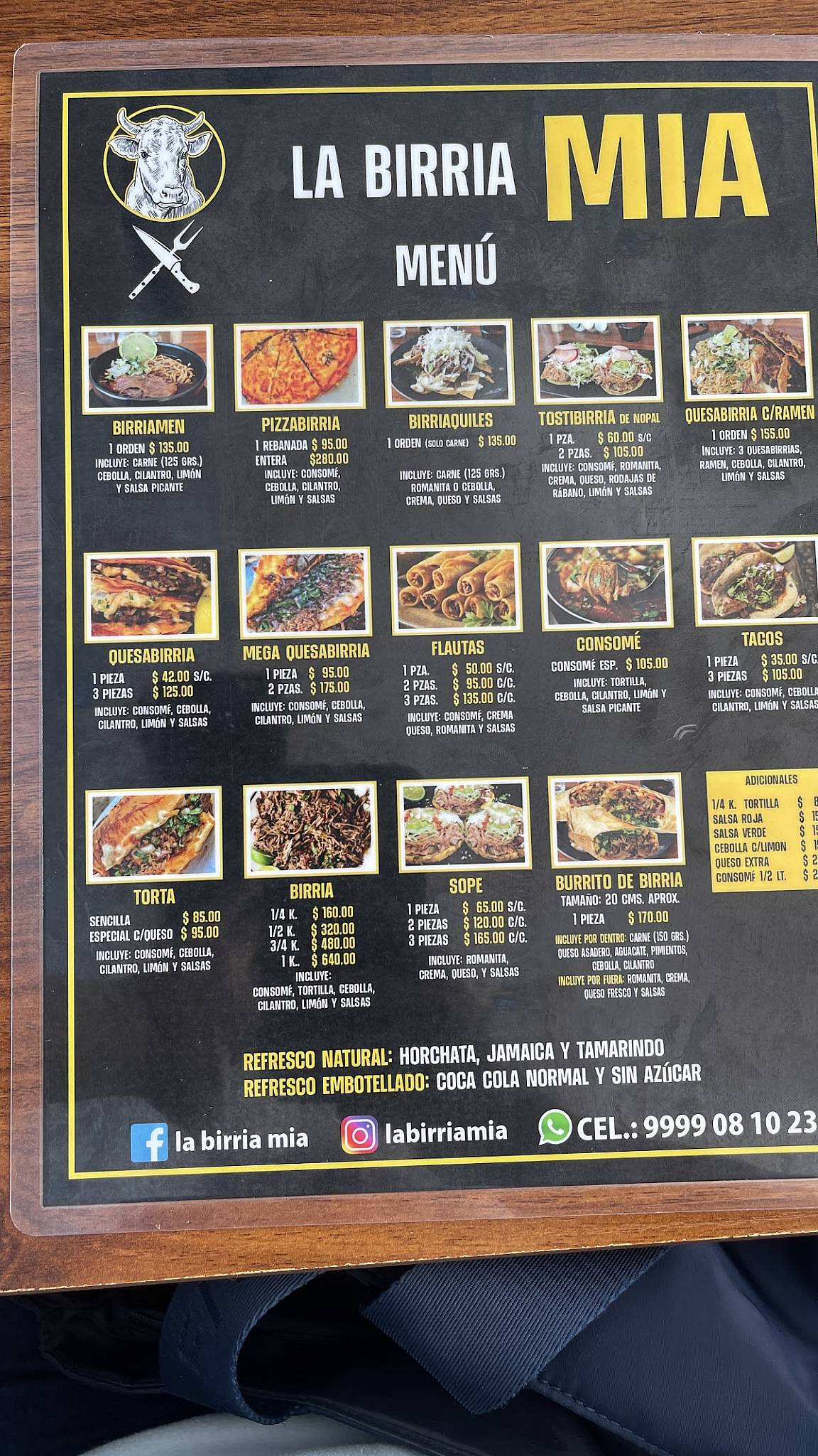 Carta del restaurante La birria MÍA, Merida, 29