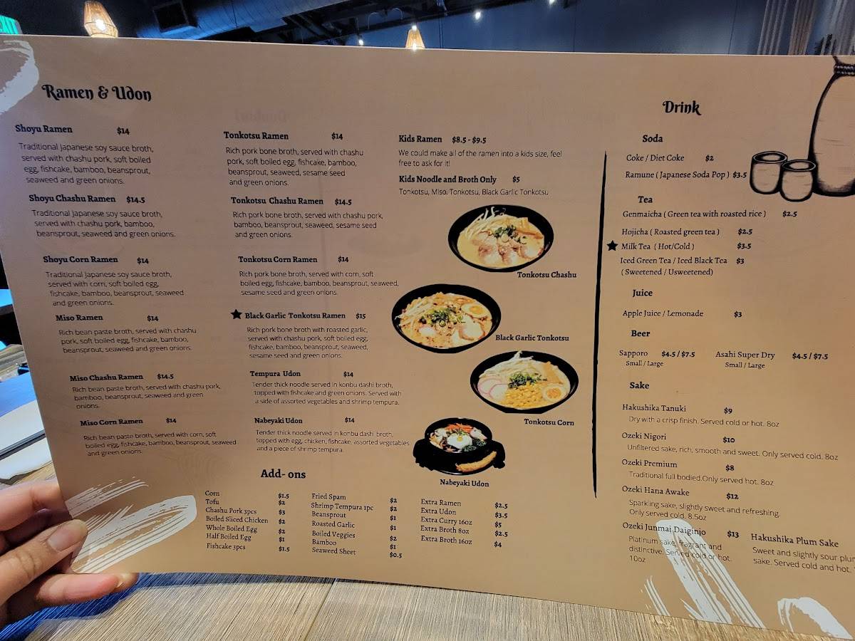 Menu at Cube Ramen and Asian Cuisine restaurant, Lacey