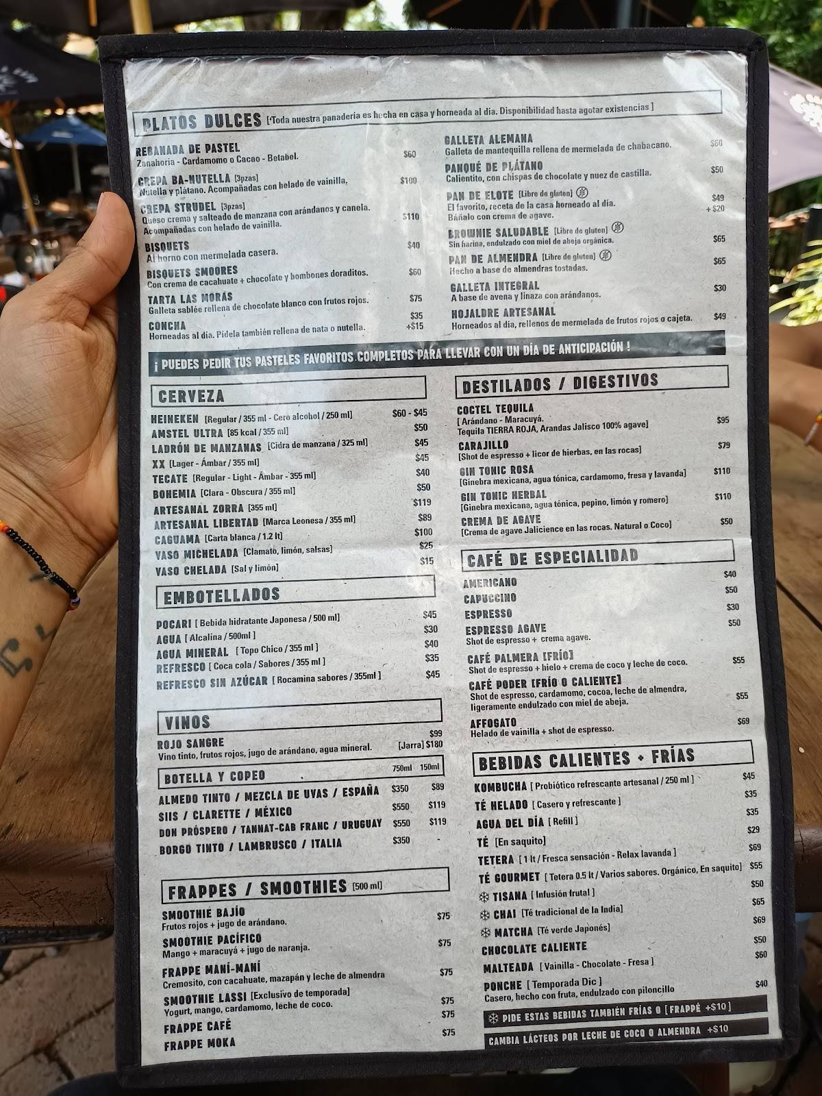 Carta de Las Moras Café, Leon