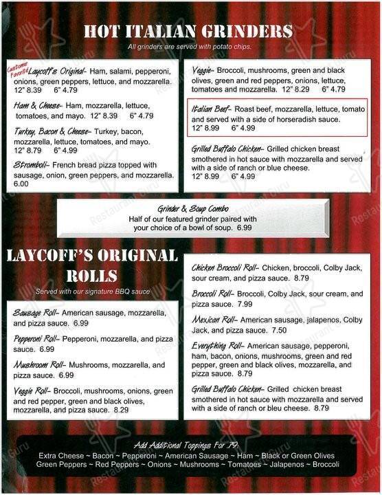 Menu at Laycoff's Tavern pub & bar, Fort Wayne