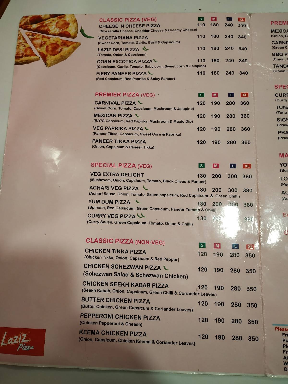 Menu at Laziz Pizza, Mangaluru, Bajpe Main Rd