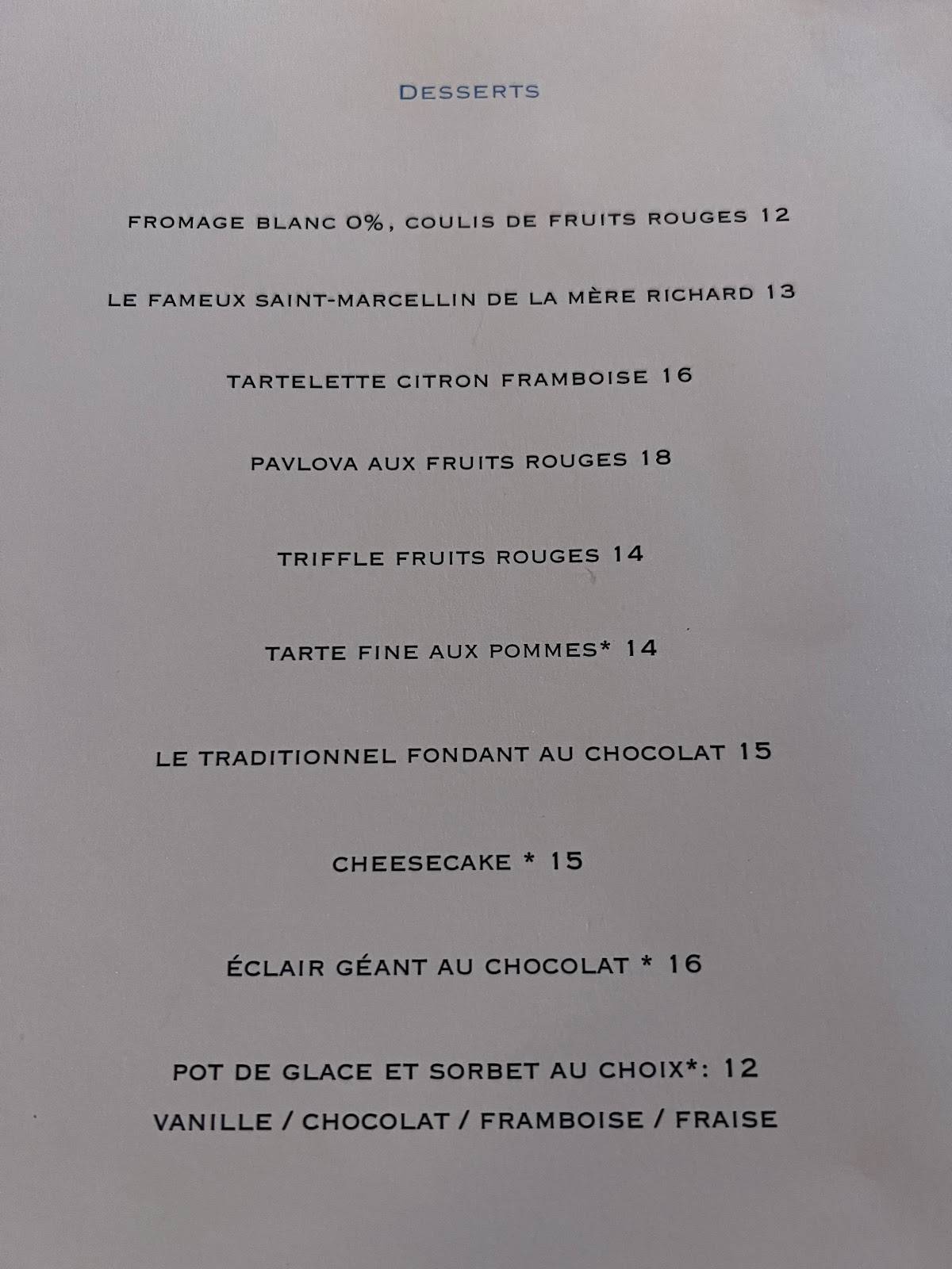 Menu at Le Café Marly, Paris, 93 Rue de Rivoli