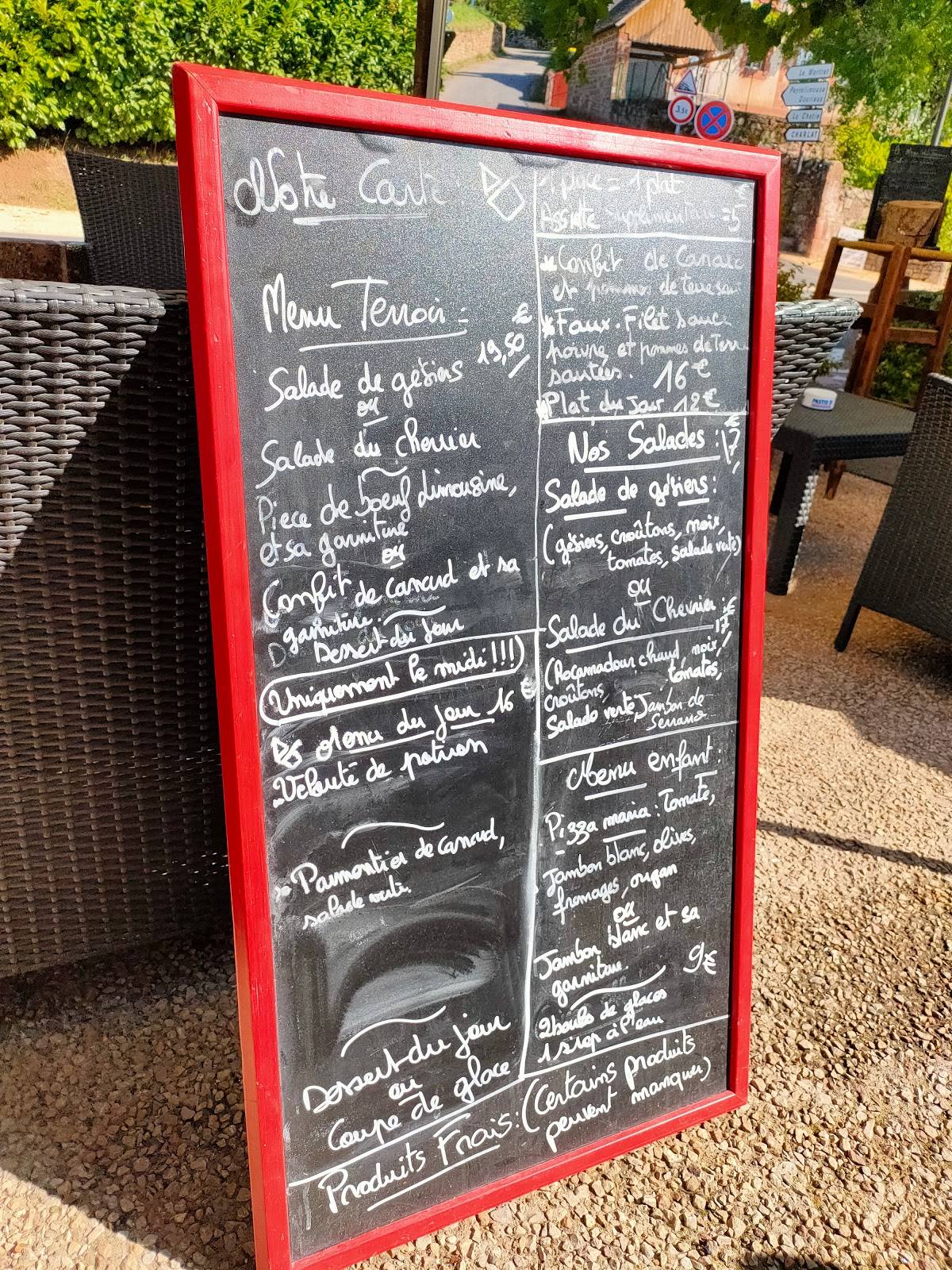 Menu at Le Collongeois restaurant, Collonges-la-Rouge, route nationale