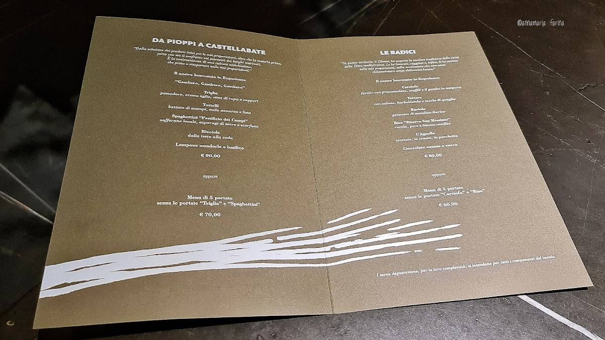 Menu da Le Radici Experience ristorante, Battipaglia