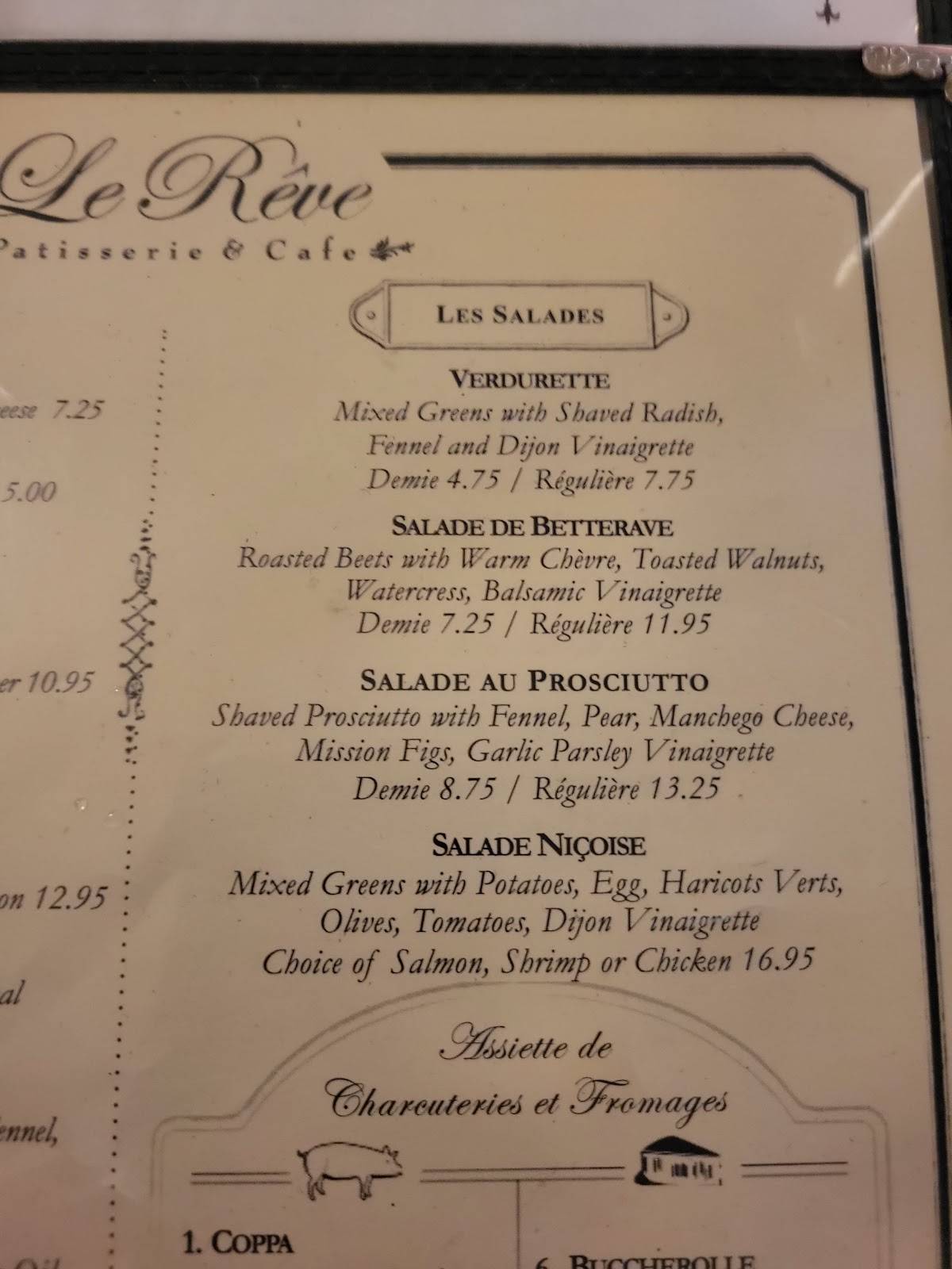 Menu at Le Reve Pâtisserie & Café cafe, Wauwatosa